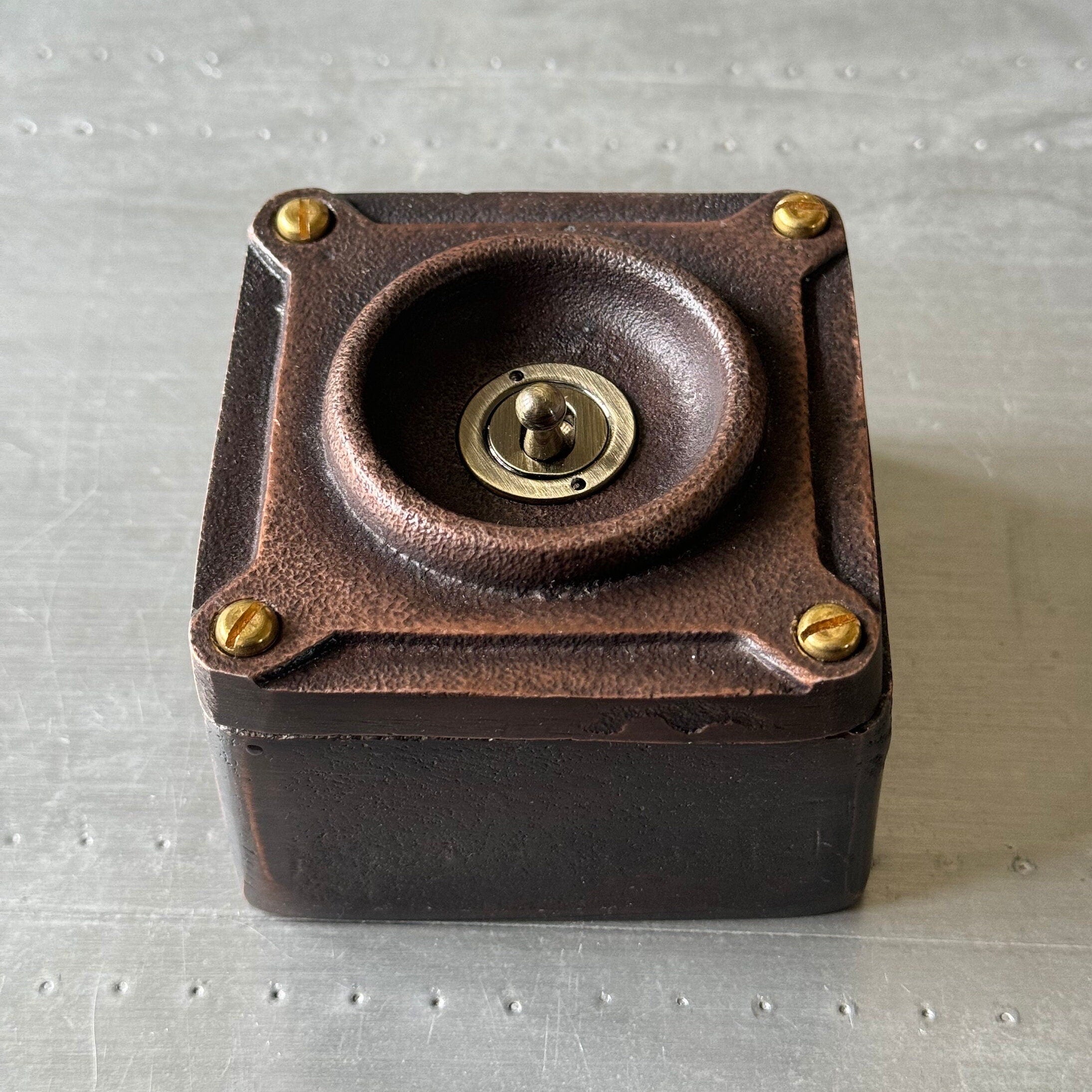 Single Gang Antique Copper Solid Cast Metal Conduit Light Switch Indus ...