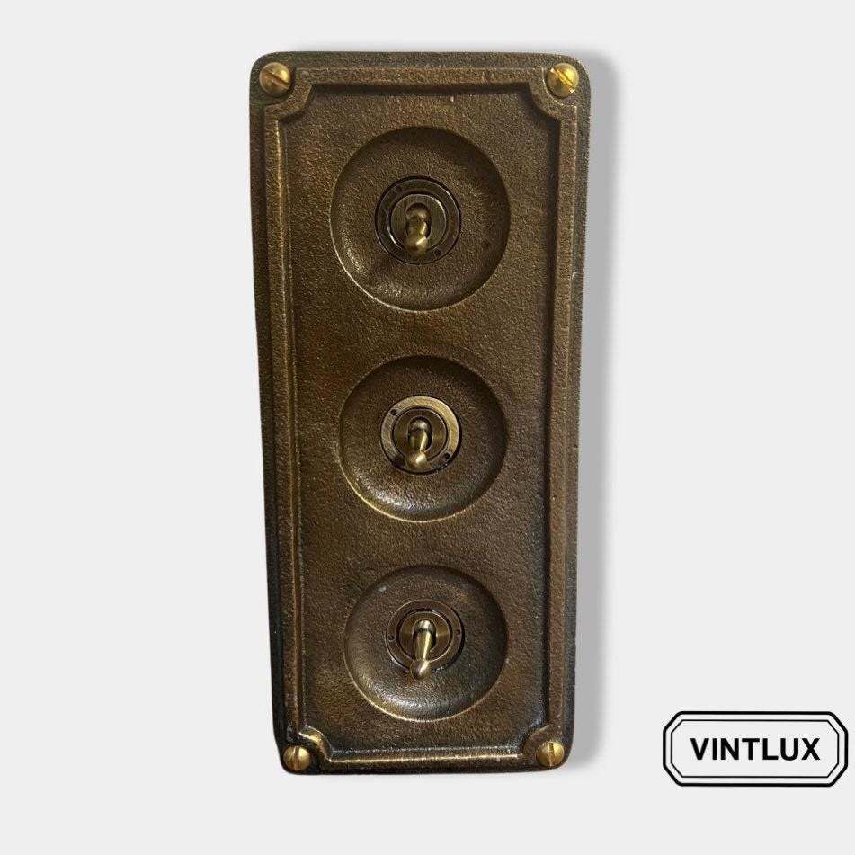 3 Gang Solid Cast Bronze Metal Conduit Light Switch Industrial 2 Way ...